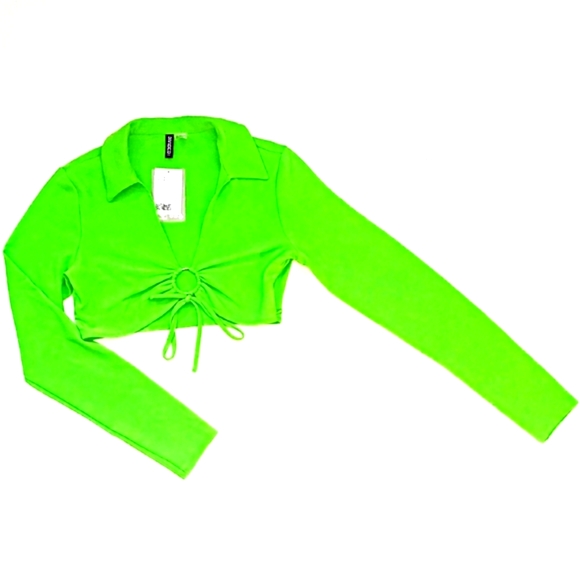 H&M | Tops | Hm Cropped Neon Green Top | Poshmark